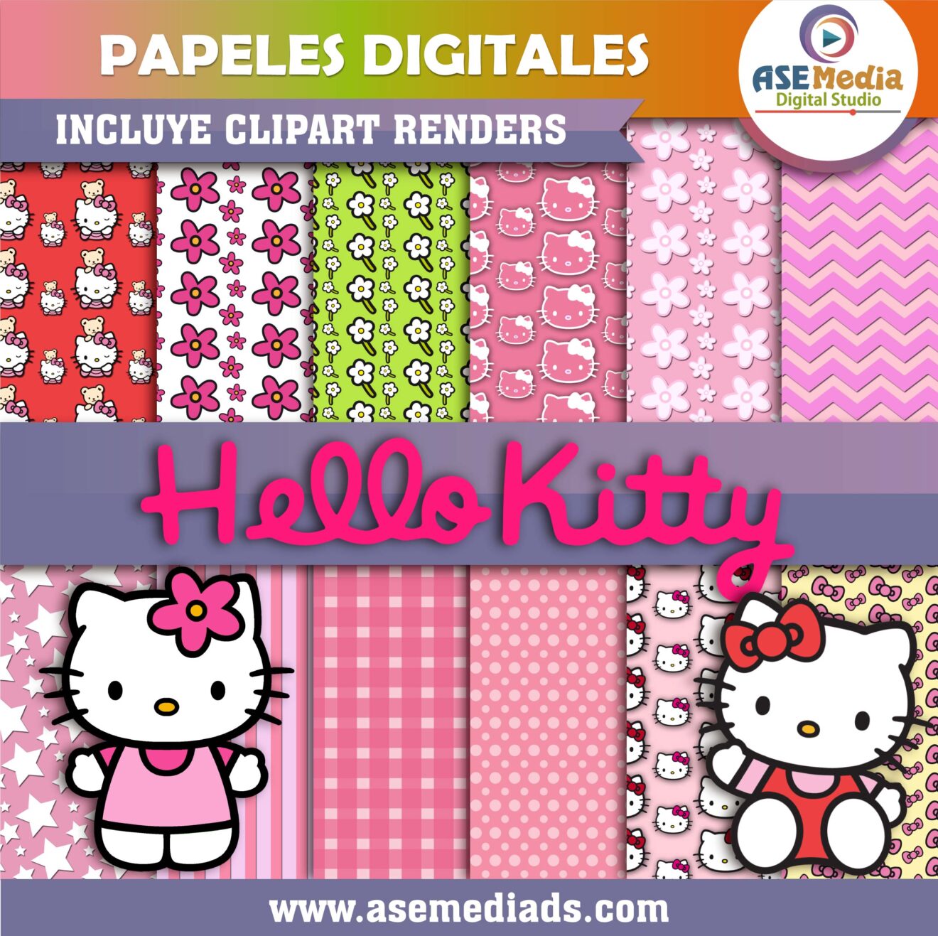 Hello Kitty Papel Digital Gratis – AseMedia Digital Studio