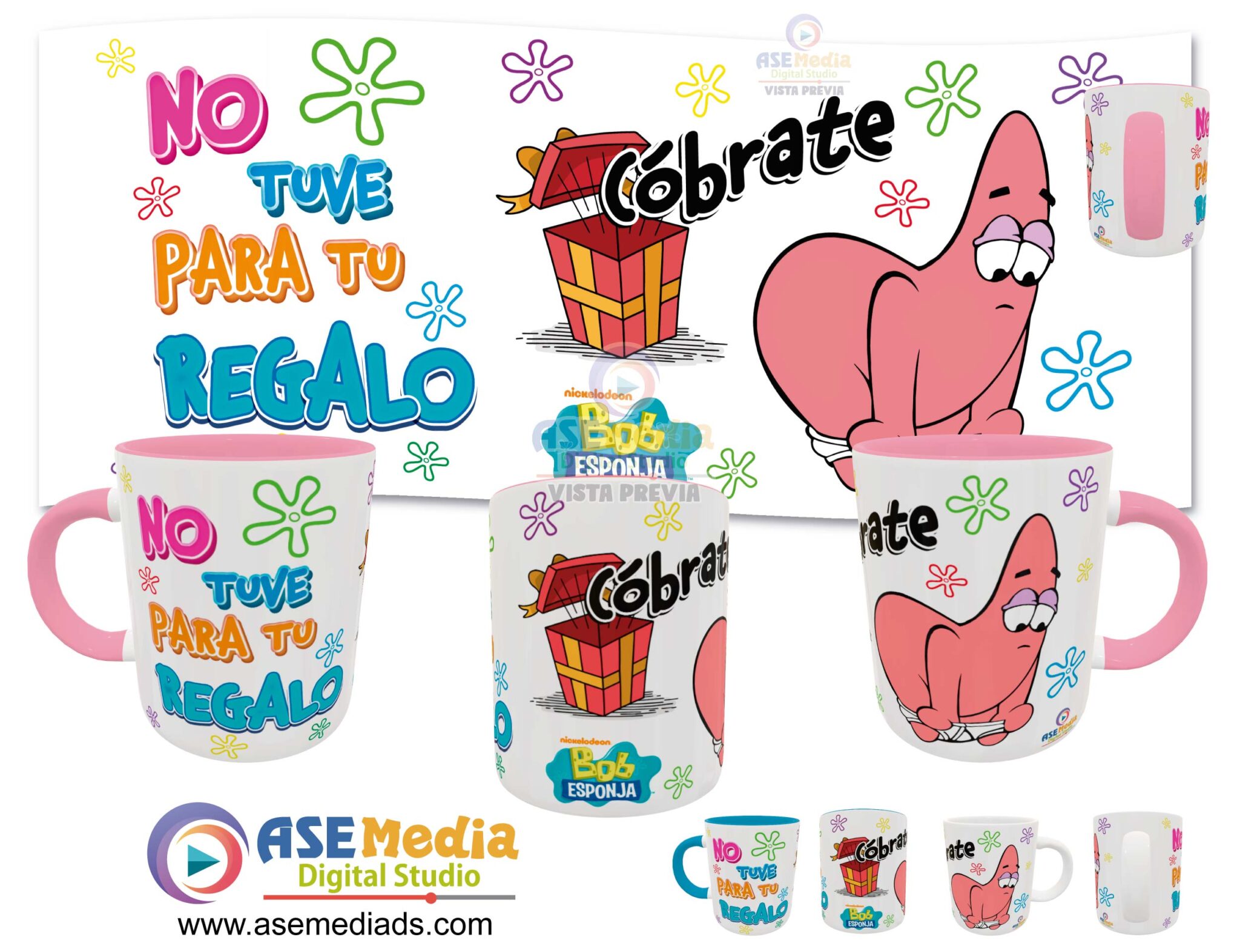 Patricio Estrella, Cóbrate Plantilla Editable para Taza – AseMedia ...