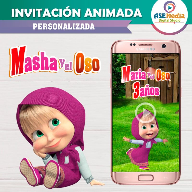 Masha y El Oso Invitación Animada Personalizada en Video – AseMedia ...